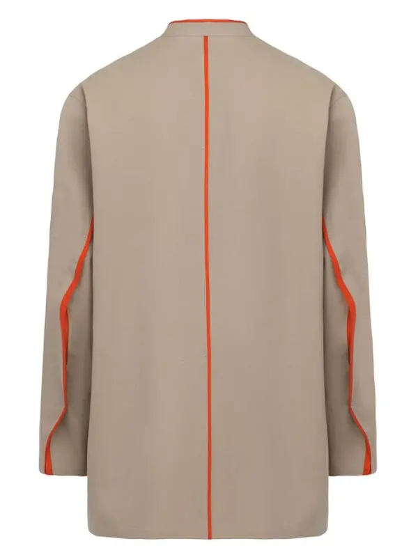 Shanghai Tang Khaki Wool Piped-trim Tang Jacket