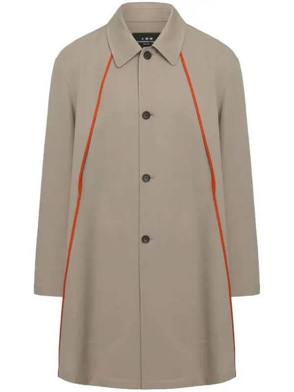 Shanghai Tang Piped-trim Trench Coat - Neutrals