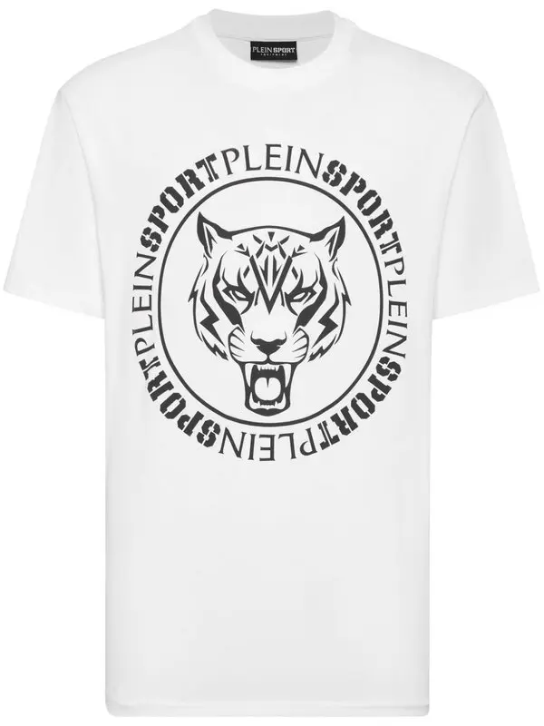 PLEIN SPORT Tiger-print Cotton T-shirt - White