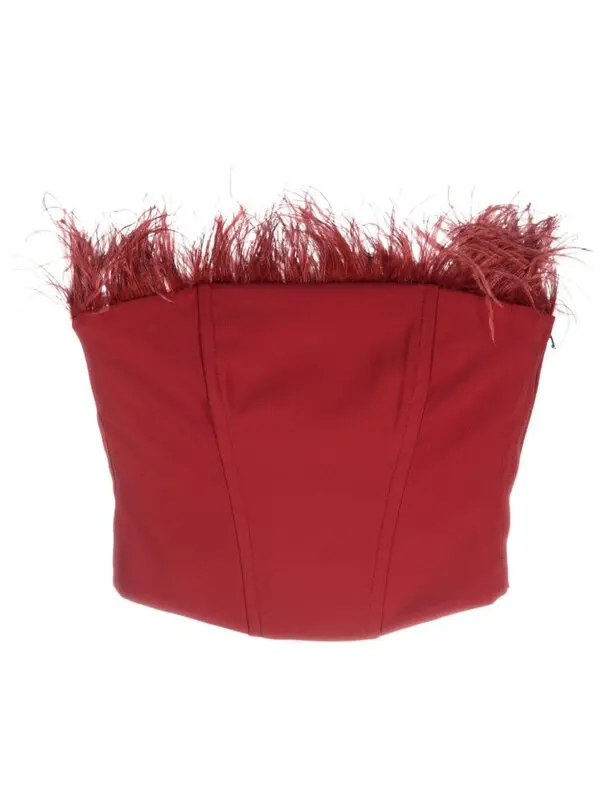 Patrizia Pepe Feather-detailing Strapless Top