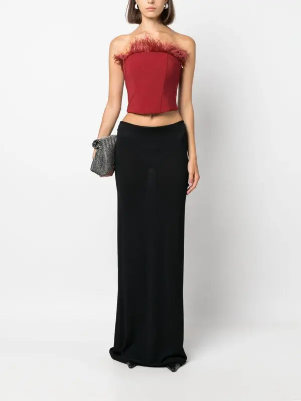 Patrizia Pepe Feather-detailing Strapless Top