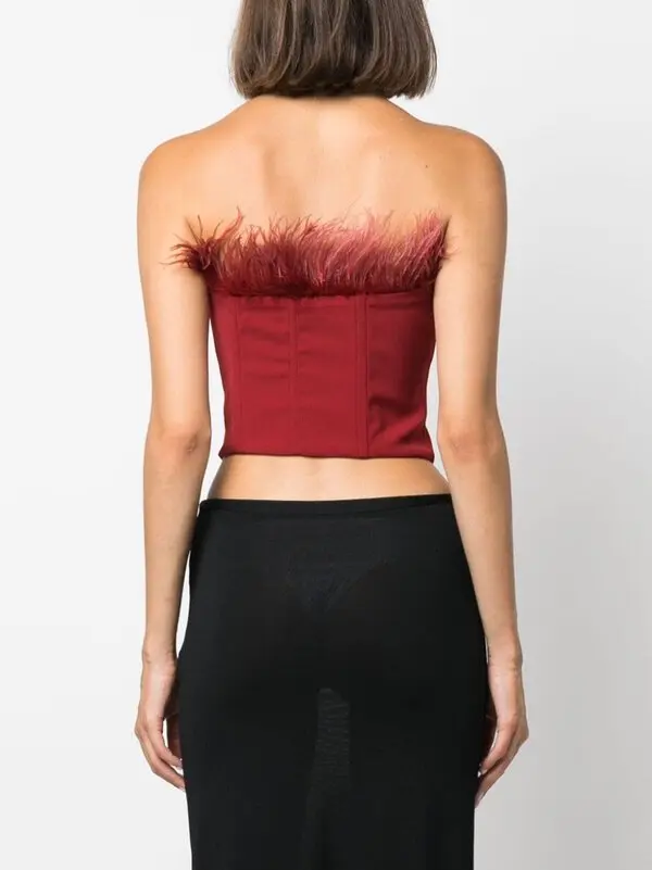 Patrizia Pepe Feather-detailing Strapless Top