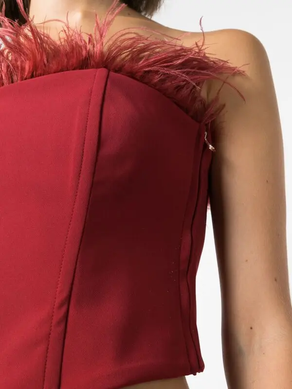 Patrizia Pepe Feather-detailing Strapless Top