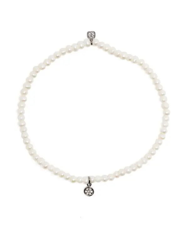 SYDNEY EVAN 14kt Gold Diamond & Pearl Beaded Charm Bracelet - White