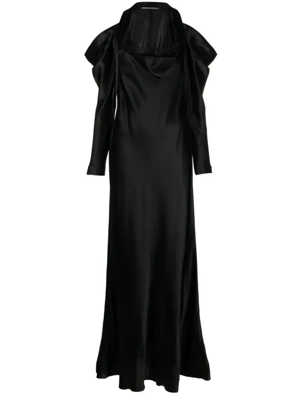 Alberta Ferretti Lace-detail Satin Long Dress