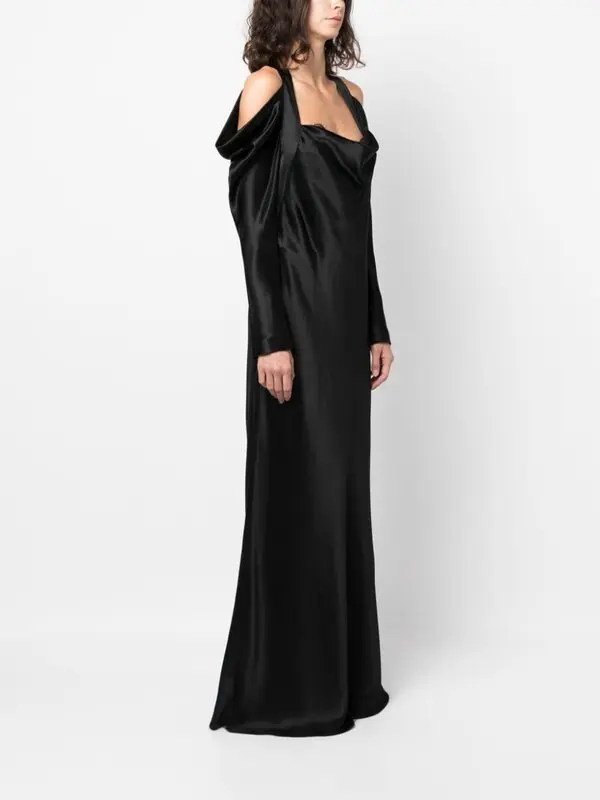 Alberta Ferretti Lace-detail Satin Long Dress