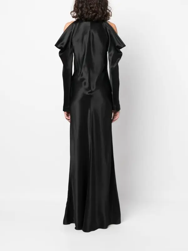 Alberta Ferretti Lace-detail Satin Long Dress