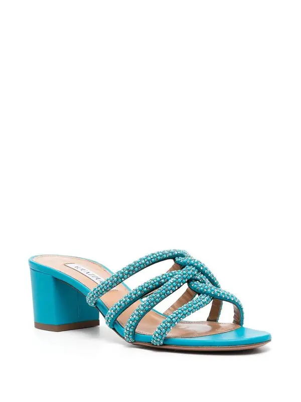 AQUAZZURA Crystal-embellished Leather Sandals - Blue