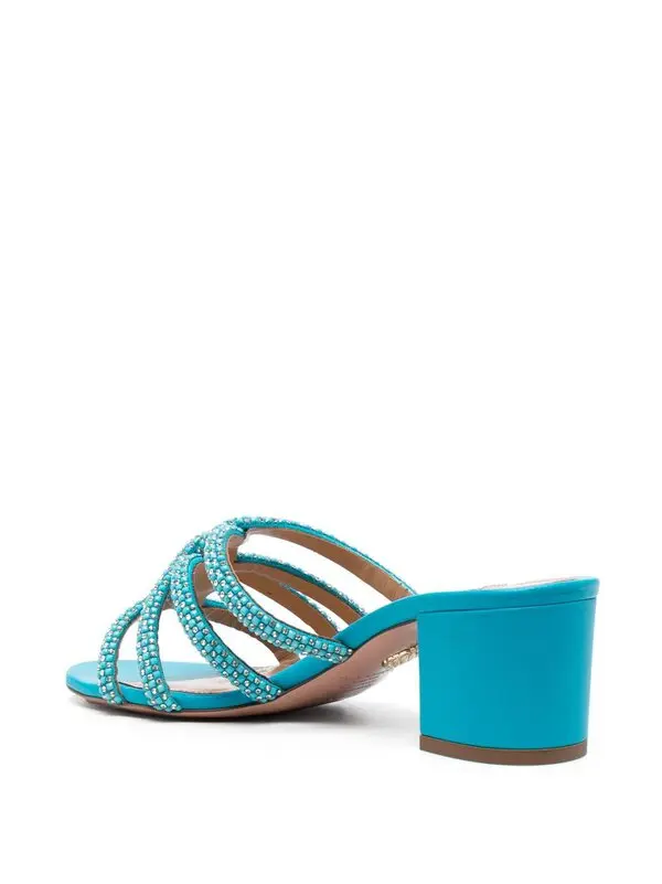 AQUAZZURA Crystal-embellished Leather Sandals - Blue