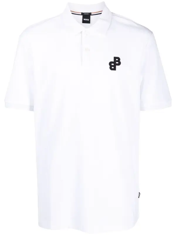 BOSS Logo-appliqué Cotton Polo Shirt - White