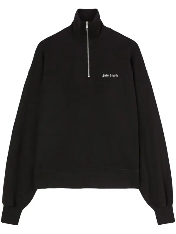 Palm Angels Logo-embroidered Half-zip Sweatshirt
