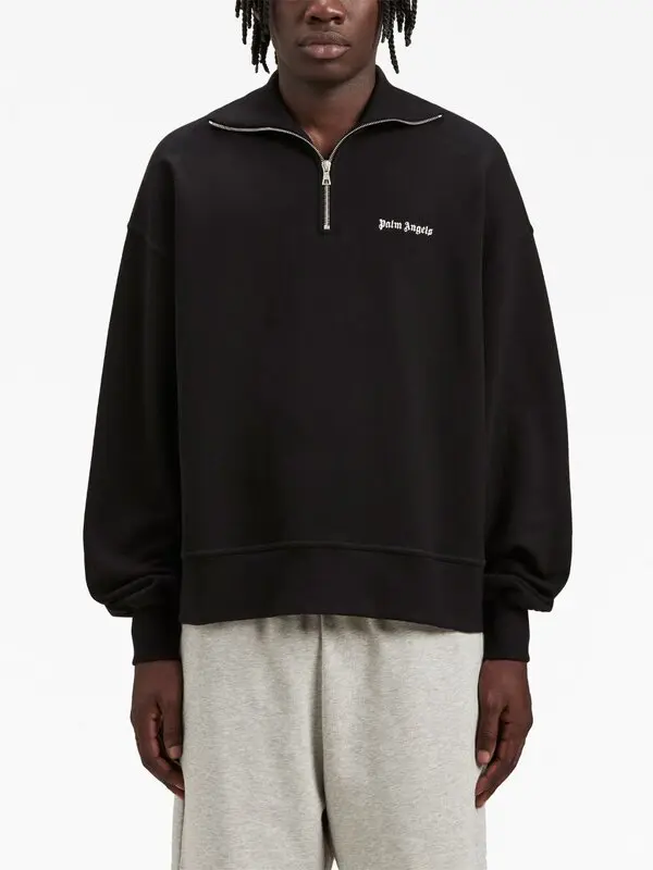 Palm Angels Logo-embroidered Half-zip Sweatshirt