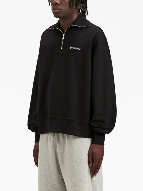 Palm Angels Logo-embroidered Half-zip Sweatshirt
