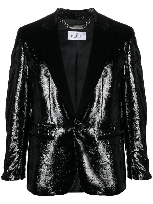 Philipp Plein Metallic-effect Single-breasted Blazer - Black