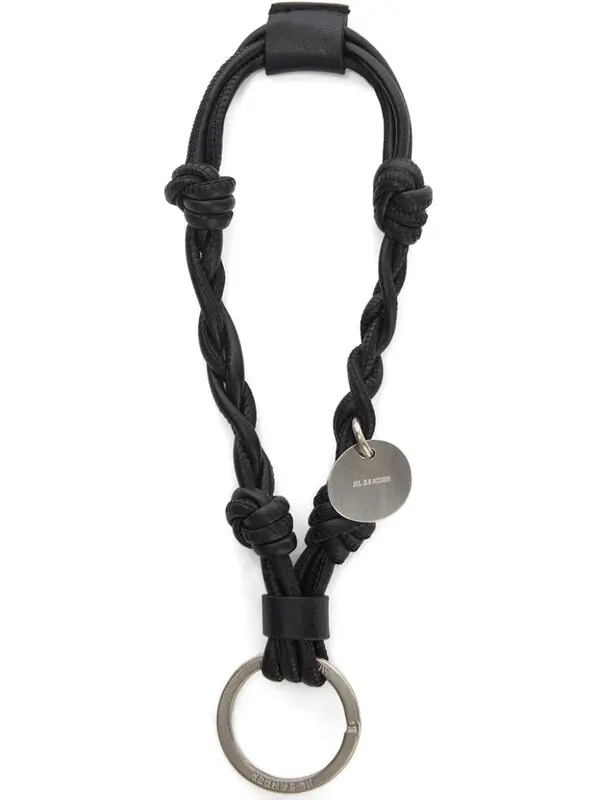 JIL SANDER Knot-detail Leather Keyring - Black
