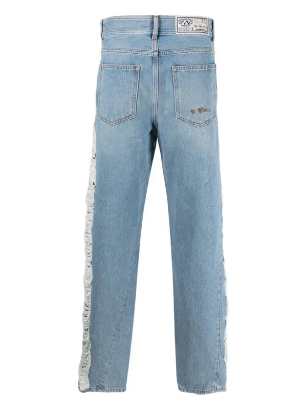 Gcds Ripped High-rise Straight-leg Jeans