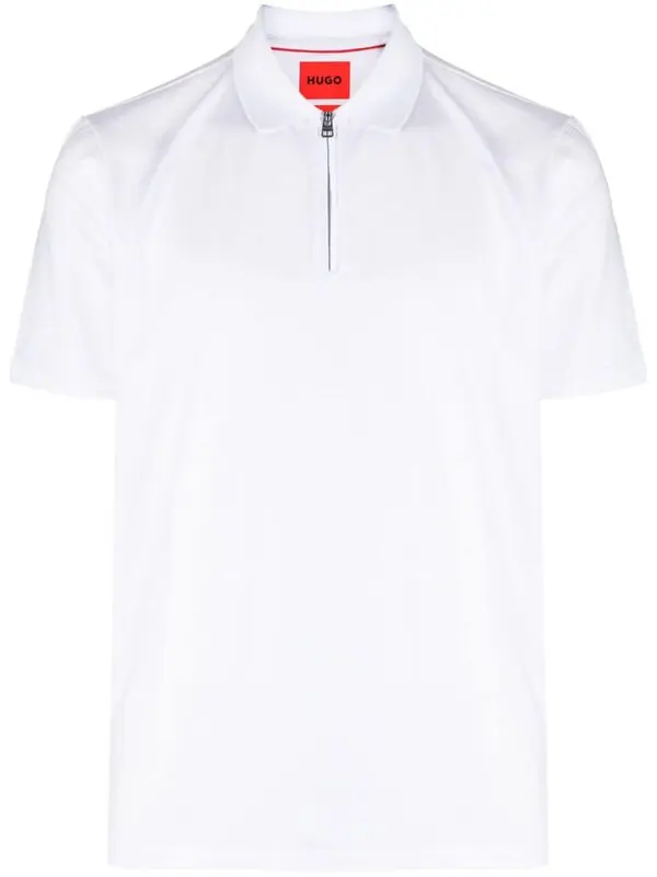 Hugo Half-zip Cotton-blend Polo Shirt - White