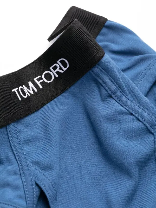 TOM FORD Logo-waist Cotton Briefs - Blue