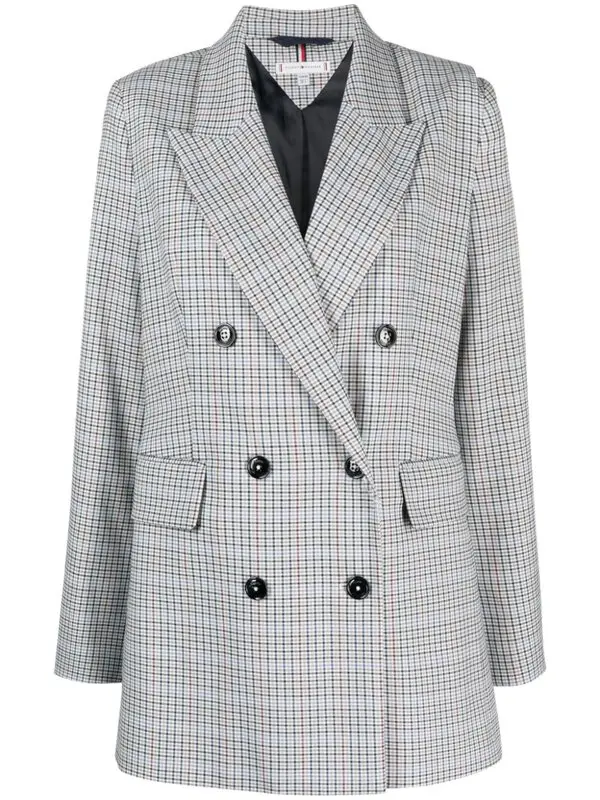 Tommy Hilfiger Checked Double-breasted Blazer - Blue