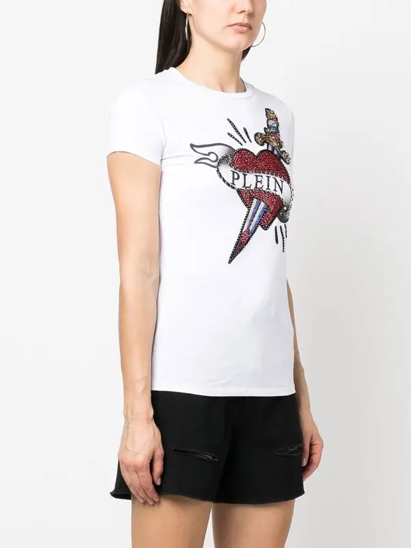 Philipp Plein Embellished Logo T-shirt - White