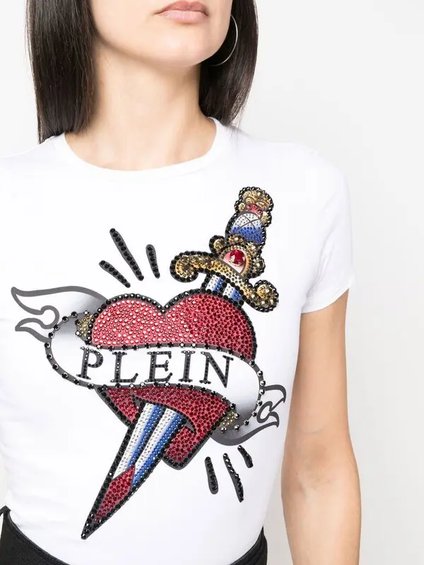 Philipp Plein Embellished Logo T-shirt - White