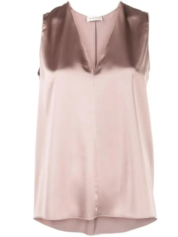 BLANCA VITA V-neck Satin Tank Top
