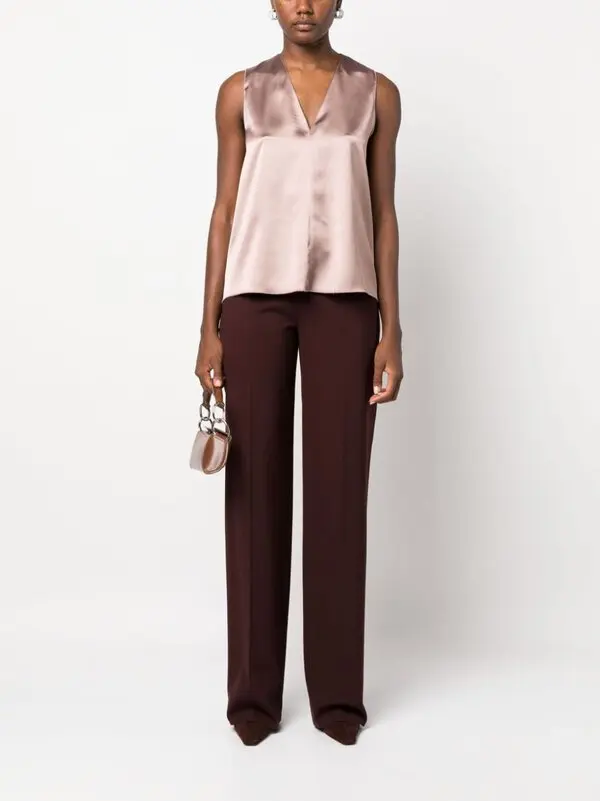 BLANCA VITA V-neck Satin Tank Top