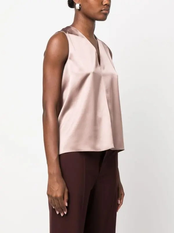 BLANCA VITA V-neck Satin Tank Top