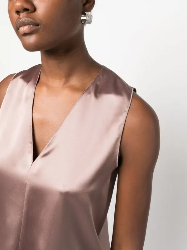 BLANCA VITA V-neck Satin Tank Top
