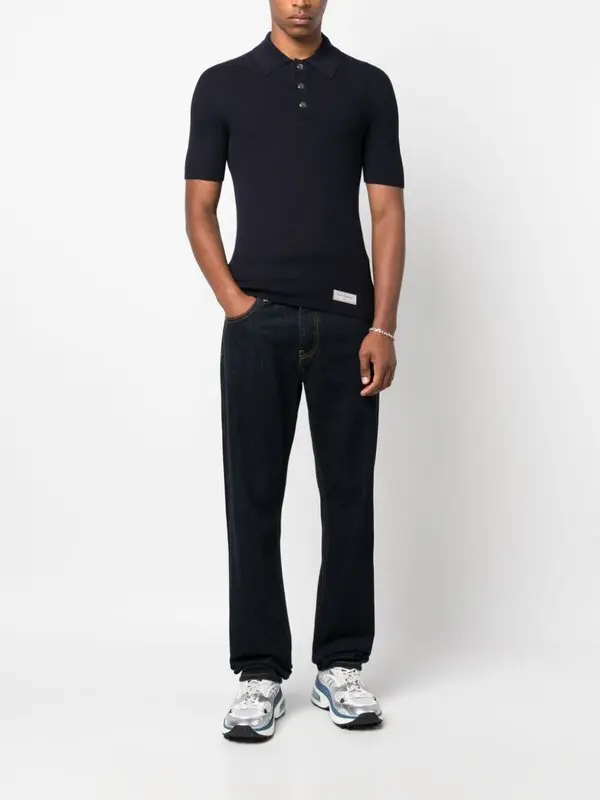 Balmain Logo-patch Wool Polo Shirt
