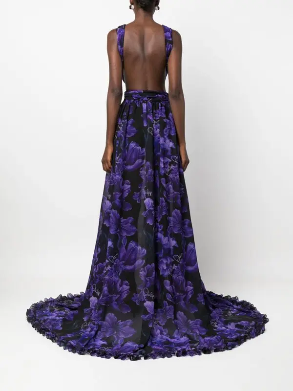 Philipp Plein Floral-print Chiffon Maxi Dress