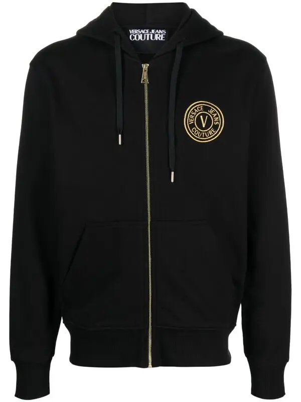 Versace Logo-embroidered Zip-up Hoodie