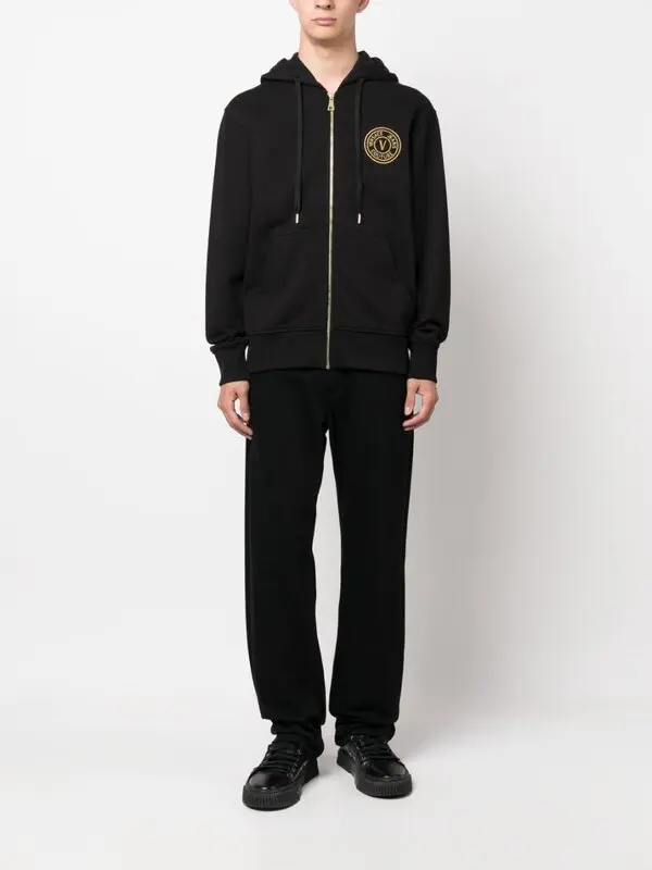 Versace Logo-embroidered Zip-up Hoodie