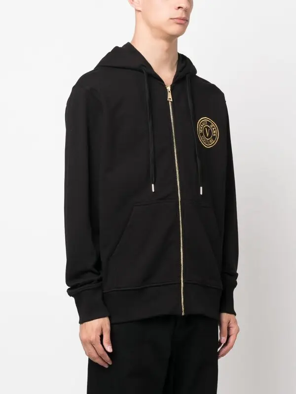 Versace Logo-embroidered Zip-up Hoodie