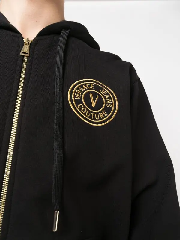 Versace Logo-embroidered Zip-up Hoodie