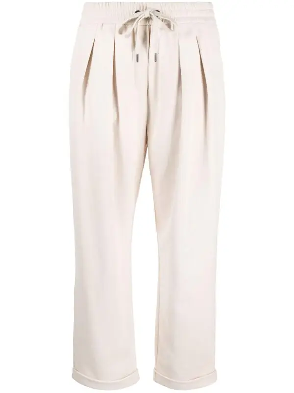 Brunello Cucinelli Pleated Drawstring Cropped Trousers