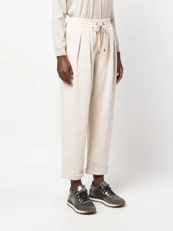 Brunello Cucinelli Pleated Drawstring Cropped Trousers