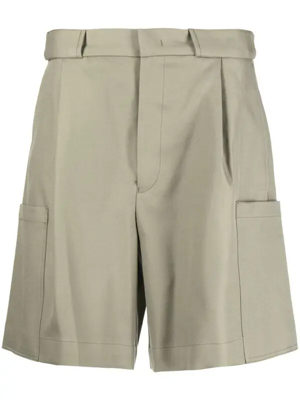 Emporio Armani Inverted-pleat Wide-leg Cotton Shorts - Green