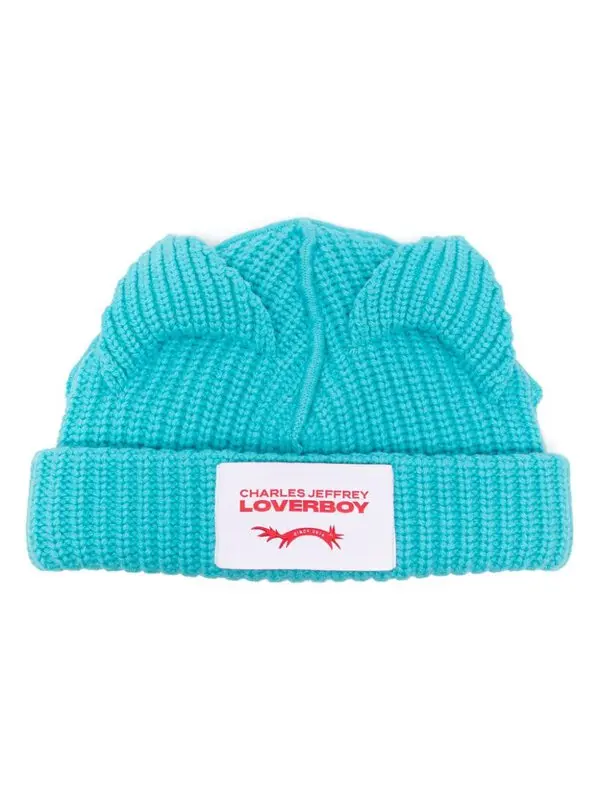 CHARLES JEFFREY Chunky Ears Logo-patch Beanie - Blue