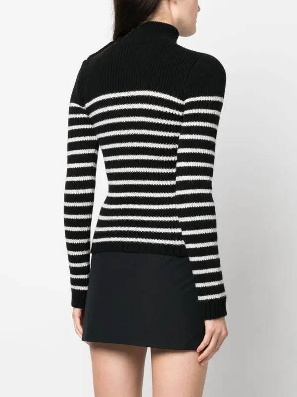 Balmain Logo-patch Striped Jumper