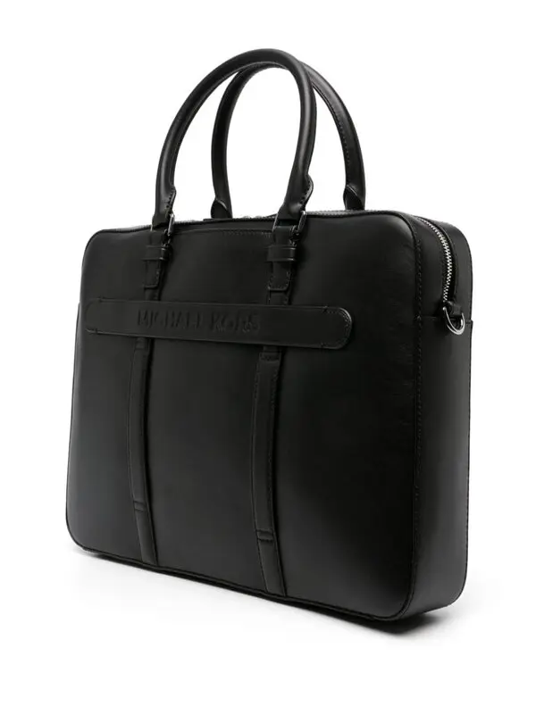 Michael Kors Hudson Leather Briefcase In Black - 59% Off
