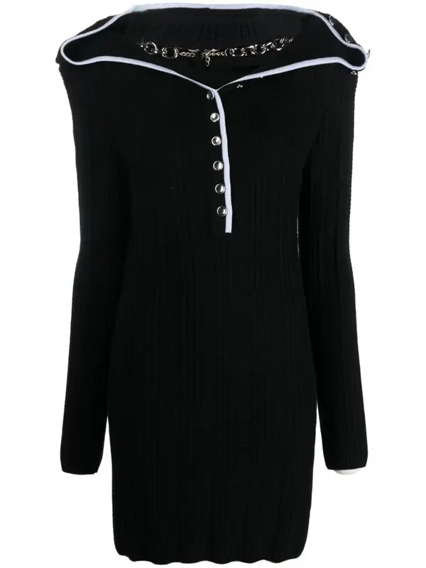 Y/project Ruffle-collar Merino Wool Minidress - Black