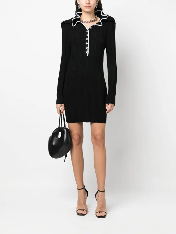 Y/project Ruffle-collar Merino Wool Minidress - Black