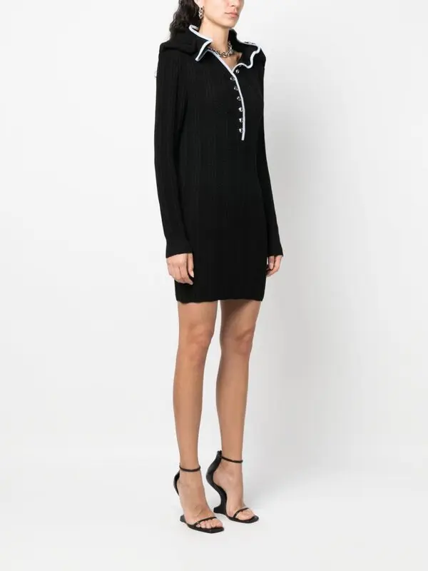 Y/project Ruffle-collar Merino Wool Minidress - Black