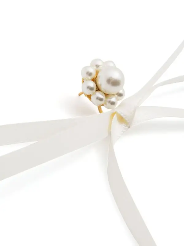 Simone Rocha Pearl-embellished Bow Earrings - White