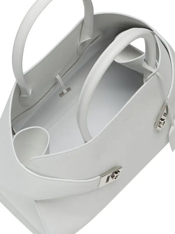 FERRAGAMO Medium Hug Leather Tote - White