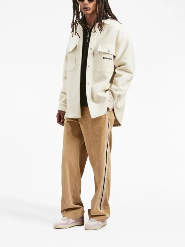 Palm Angels Logo-embroidered Twill Shirt Jacket - White