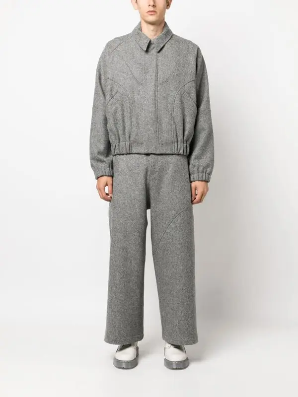 SAGE NATION Heather Wool Blend Wide-leg Trousers