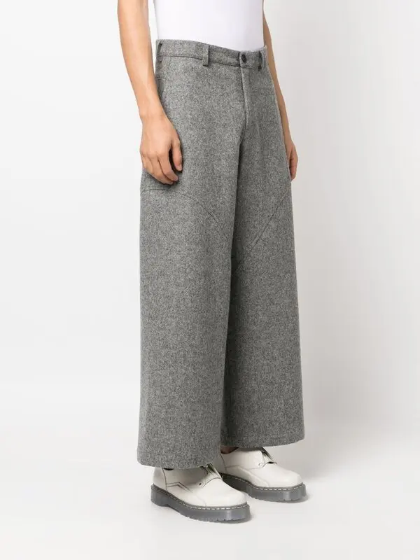 SAGE NATION Heather Wool Blend Wide-leg Trousers