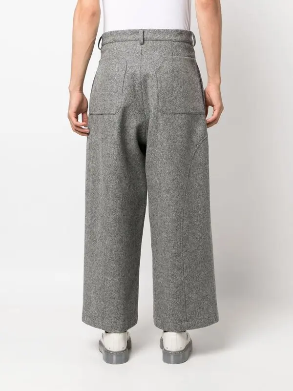 SAGE NATION Heather Wool Blend Wide-leg Trousers